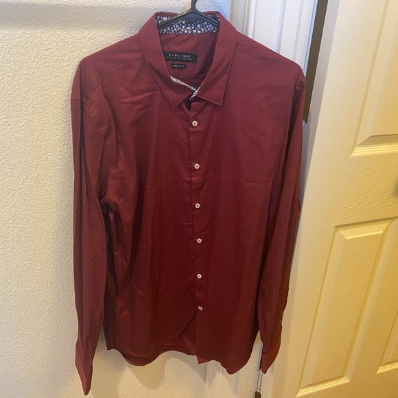 Zara | Shirts | Zara Man Red Buttoned Down Shirt | Poshmark